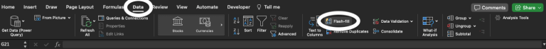 Excel Flash Fill Shortcut
